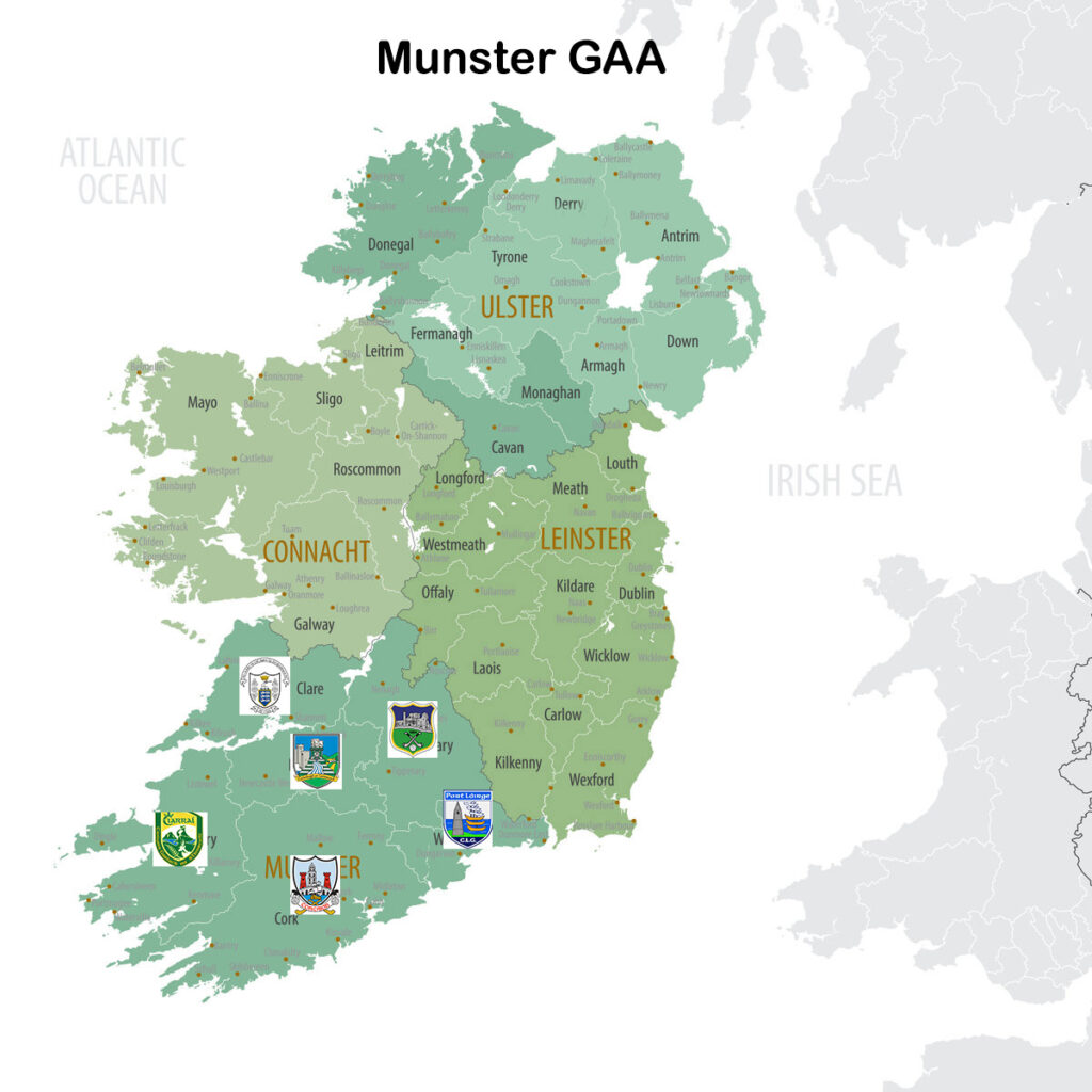 Detailed map of Ireland with administrative divisions into provi ...